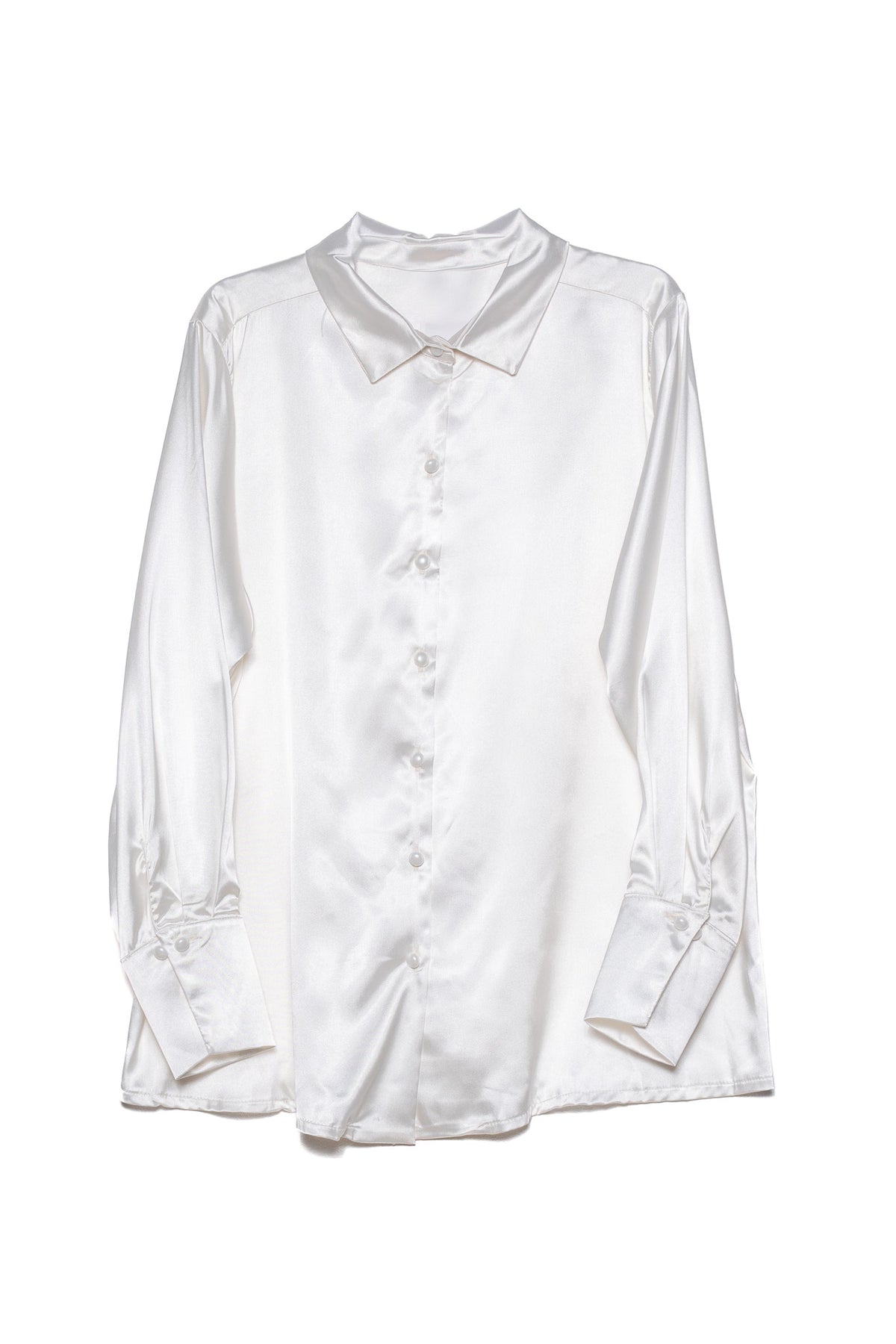 Camisa satinada lisa blanca – COLETTE CURVE