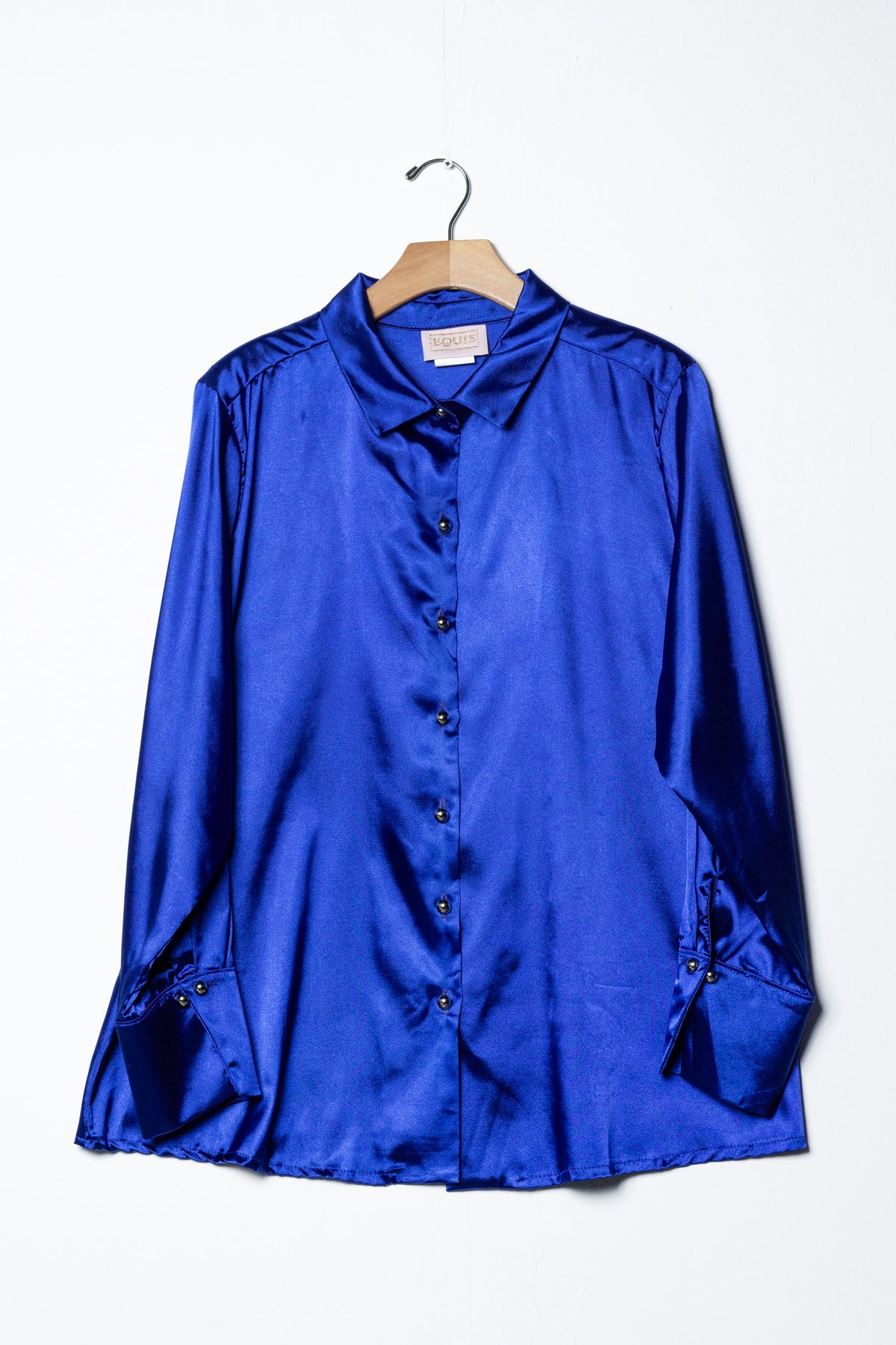 Camisa satin lisa azul – COLETTE CURVE