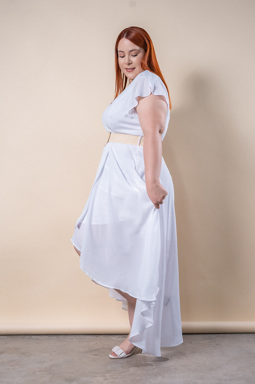 Maxi vestido cruzado blanco – COLETTE CURVE